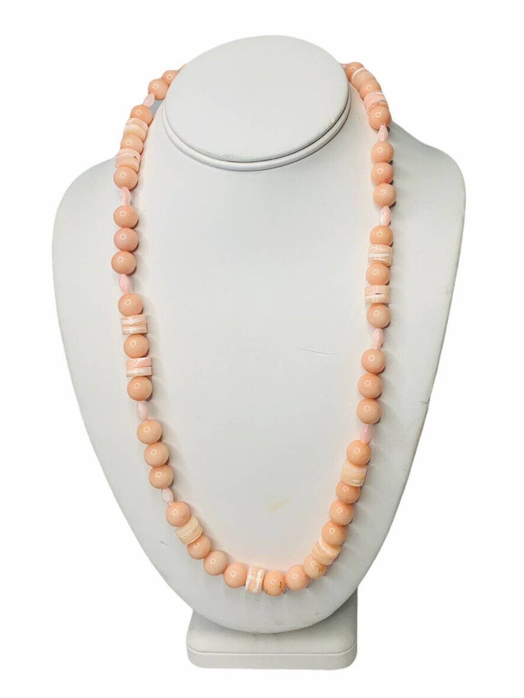 Vintage Womens Karla Jordan Peach Pastel Glass Bead Necklace 24" Long ...