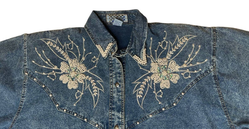 Vintage 80s Pretty Bleu Womens Stonewashed Denim Pearl Embellished Jean ...