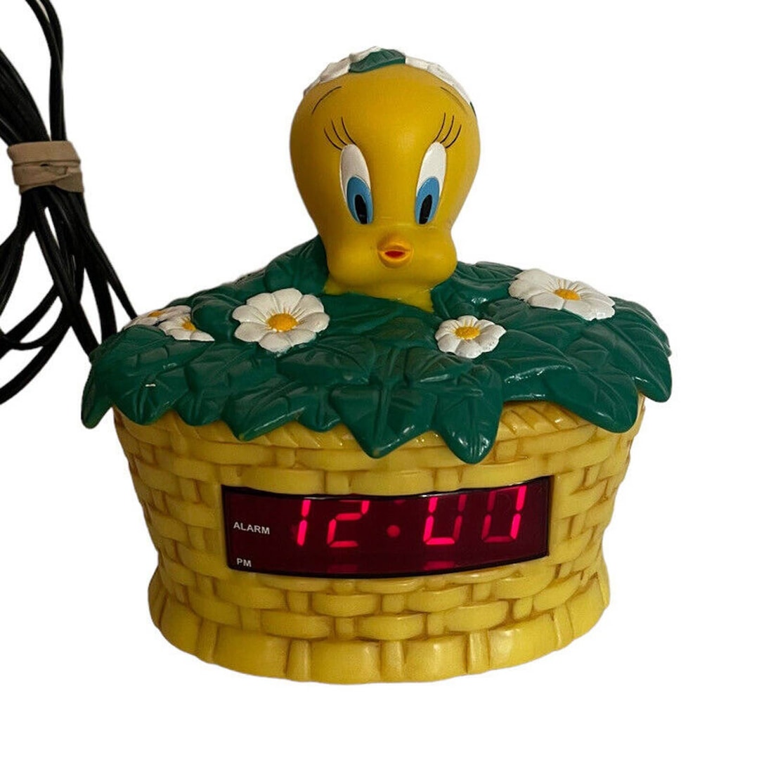 Vtg Warner Bros Tweety Bird Digital Alarm Clock 1999 Childs Clock ...