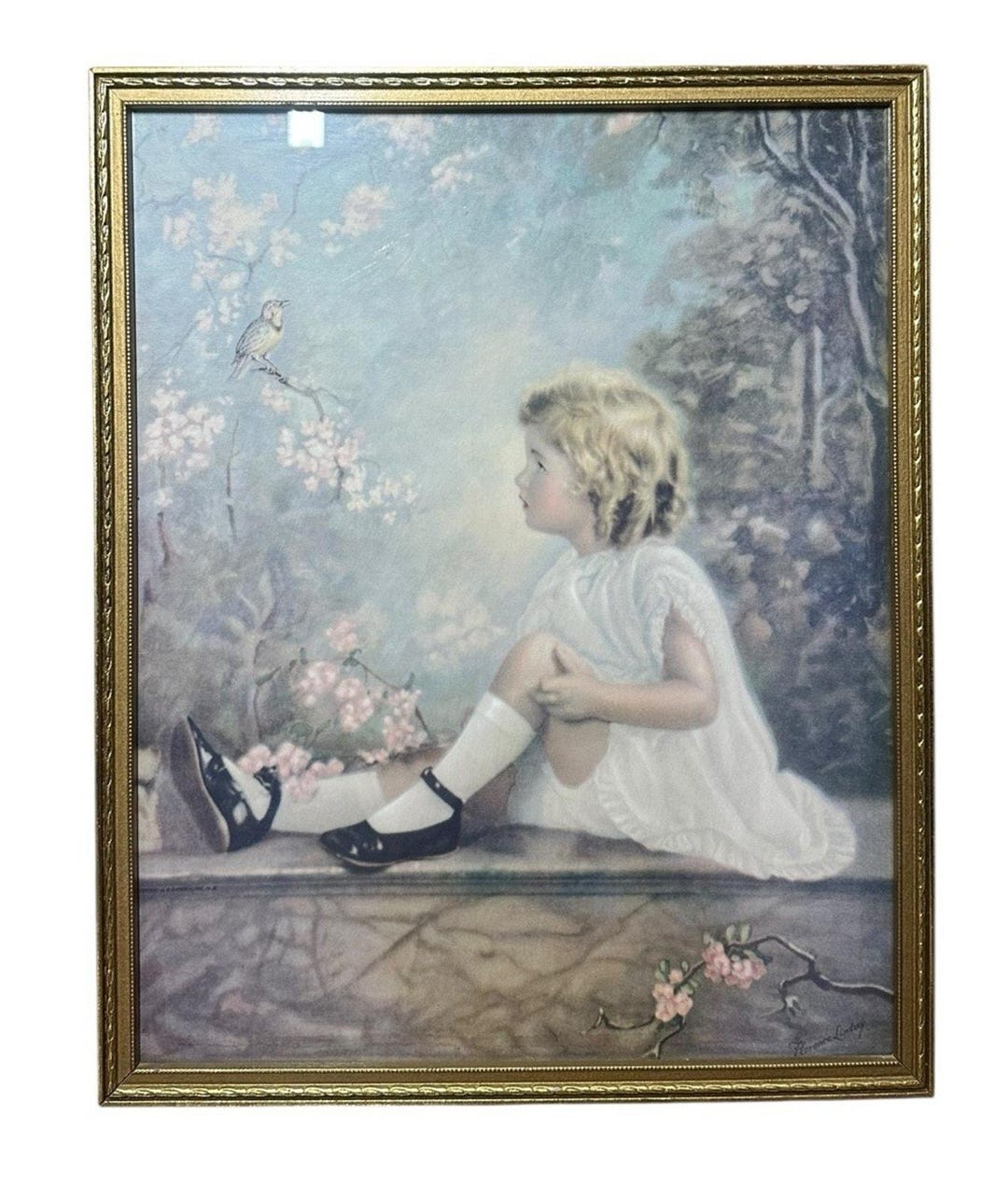 Song of the Lark Songbird Little Girl Gold Framed Print F Lindsey House ...