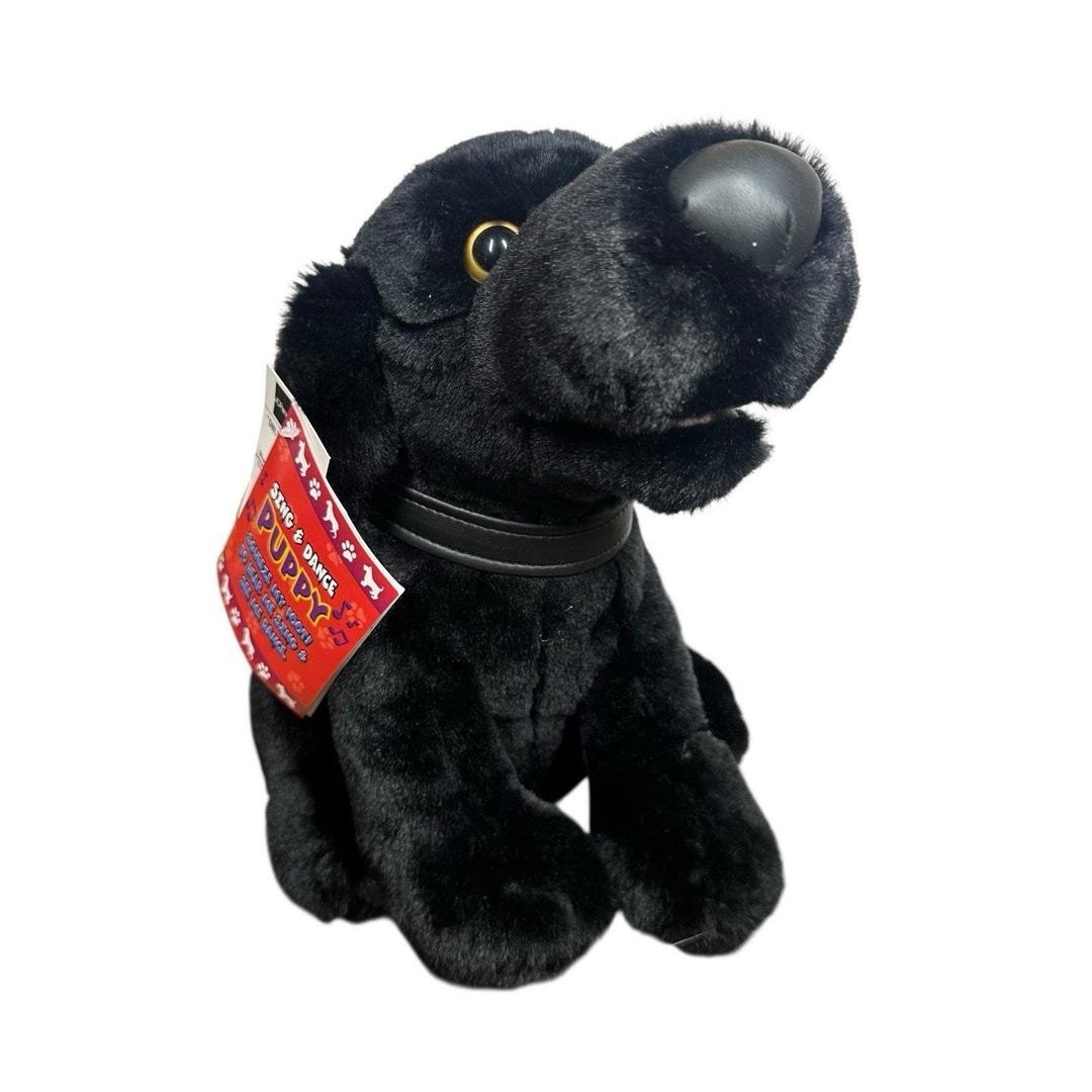 Vtg Black Lab Puppy Dog Plush Sings My Girl 9" TL Toys Valentines Day ...
