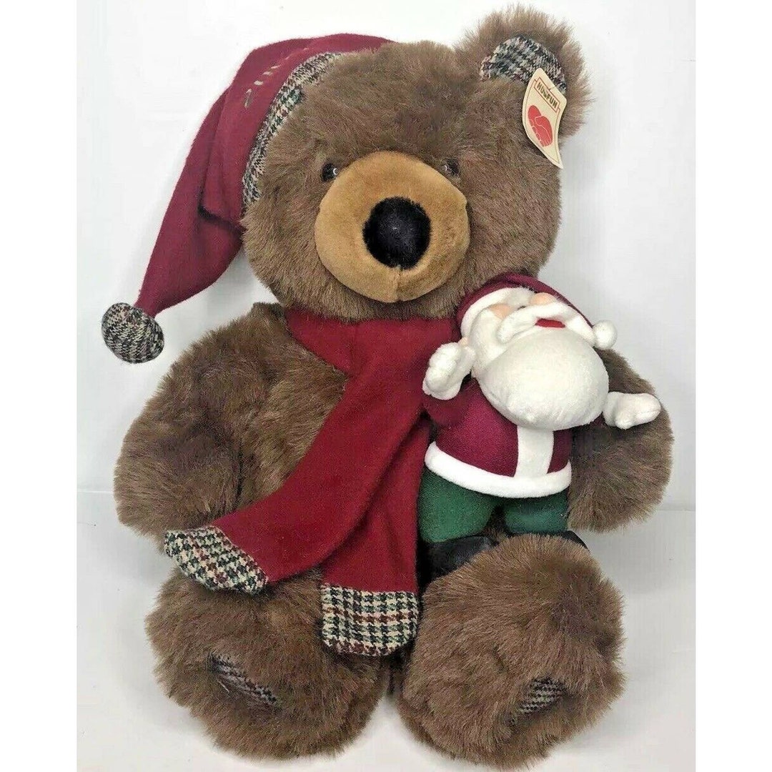 Hugfun 2000 Dated Christmas Plush Brown Stuffed Teddy Bear With Santa ...