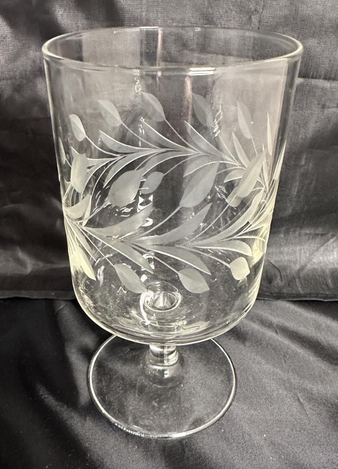 Vtg Etched Clear Glass Square Barware Apertif Cocktail Wine Glasses ...