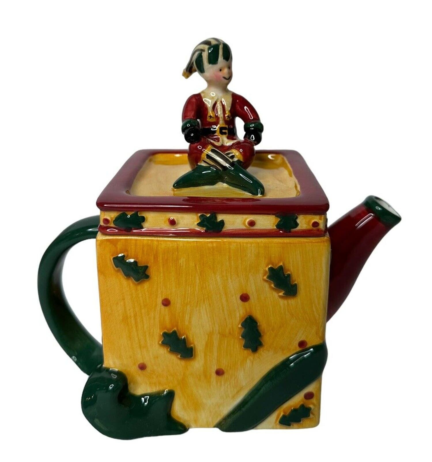 Vtg Debbie Mumm Elgin the Elf Handpainted Collectible Christmas Teapot ...