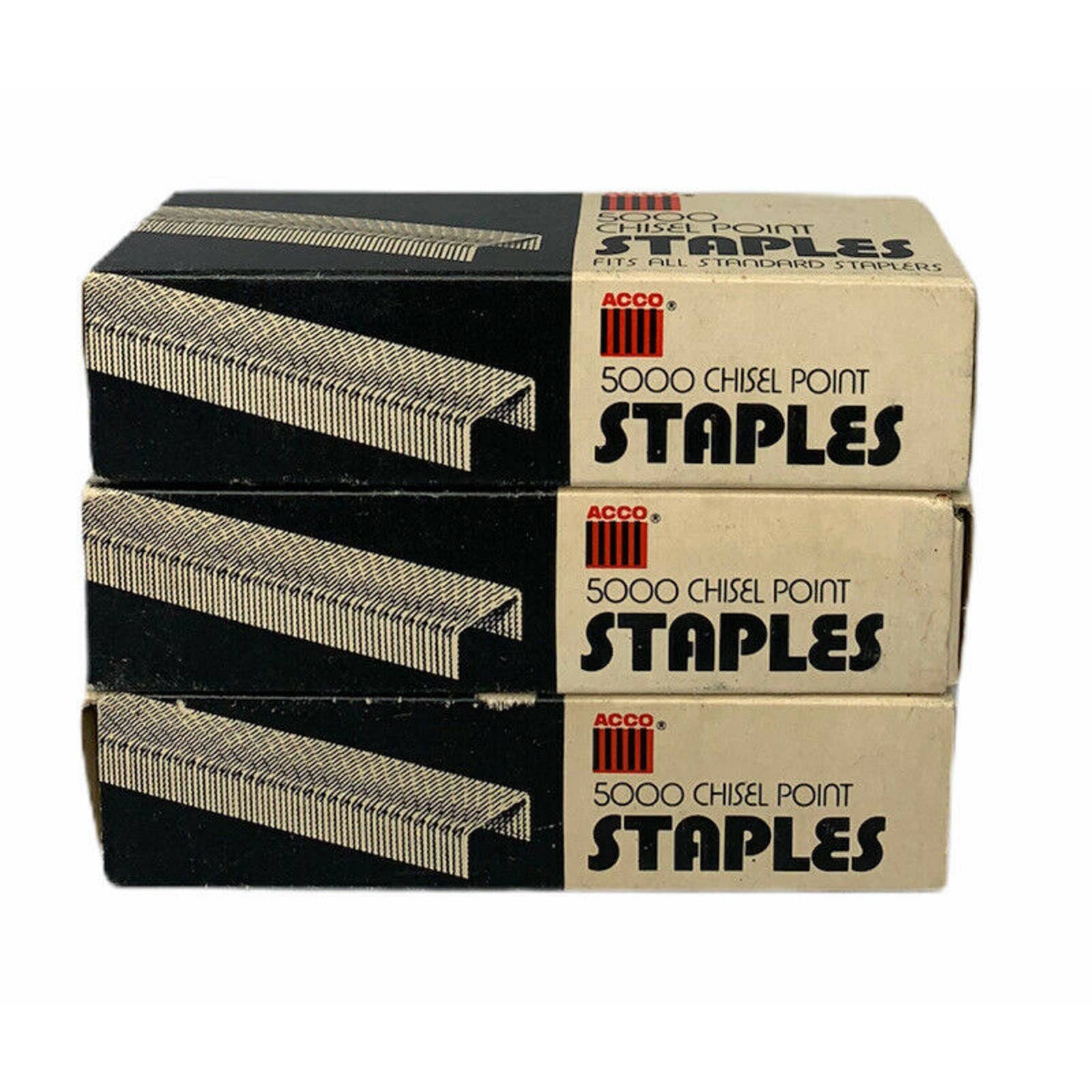 Vintage ACCO Chisel Point Staples in Box 3 Boxes 5000 Each 15000 Total ...