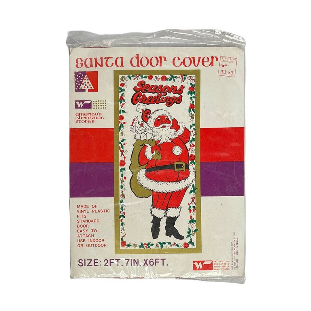 Vintage Christmas Red Santa Door Cover Vinyl 2'7' X 6' Decoration New ...