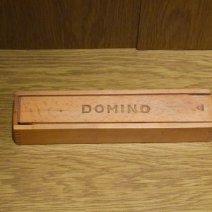 Vintage Wood Domino, Old Wooden Dominos in Original Box, Set of 55 ...