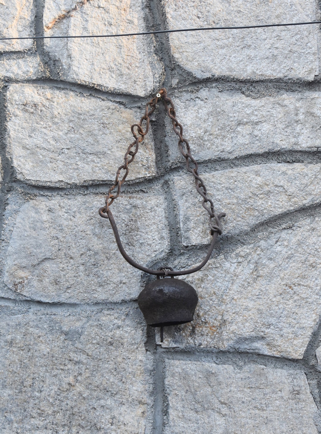 Vintage Rusty Bell With Wrought Iron Chain: Farmhouse Decor - Etsy
