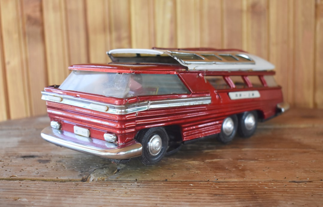 Vintage Metal Toy, Electric Tin Bus, Old China Toy, Battery Operated ...