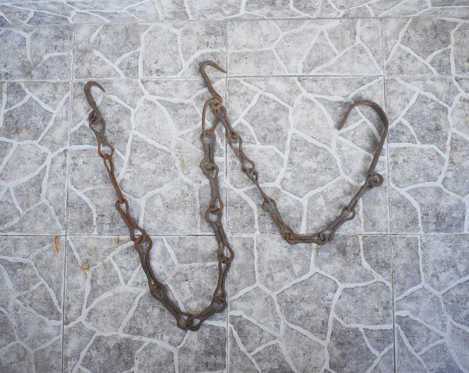 Vintage Forged Chain, Antique Chain, Hand Forged Chain, Vintage Iron ...