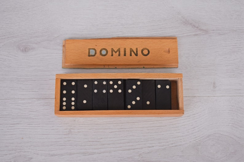 Vintage Wooden Domino Wooden Dominos in Original Box Set of - Etsy