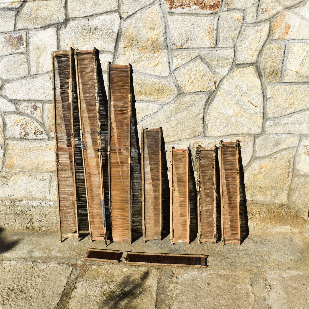 Antique Weaving Parts, 8 Piece Antique Loom Parts, Loom Parts ...