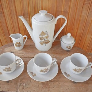 Vintage Bavarian Porcelain, Vintage Coffee / Tea Set, KAHLA Porcelain Set, 9 Pieces, 3 Cups With ...