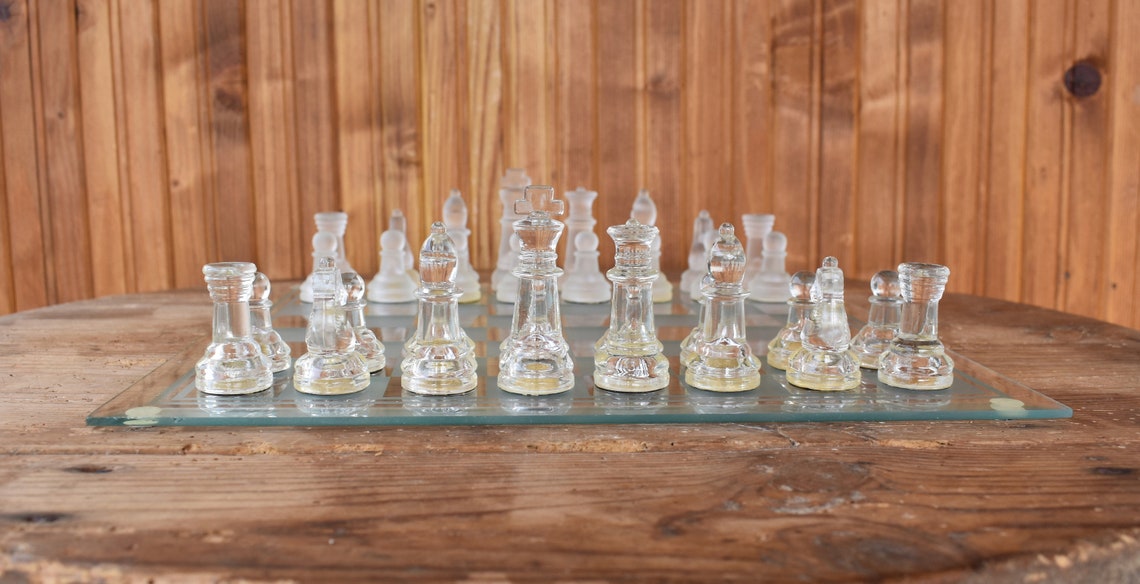 Big Glass Chess Retro Glass Chess Collectible Chess Retro | Etsy