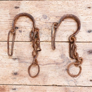 Old Wrought Iron Horse Chain, Antique Horse Shackles, Hand Forged Horse ...