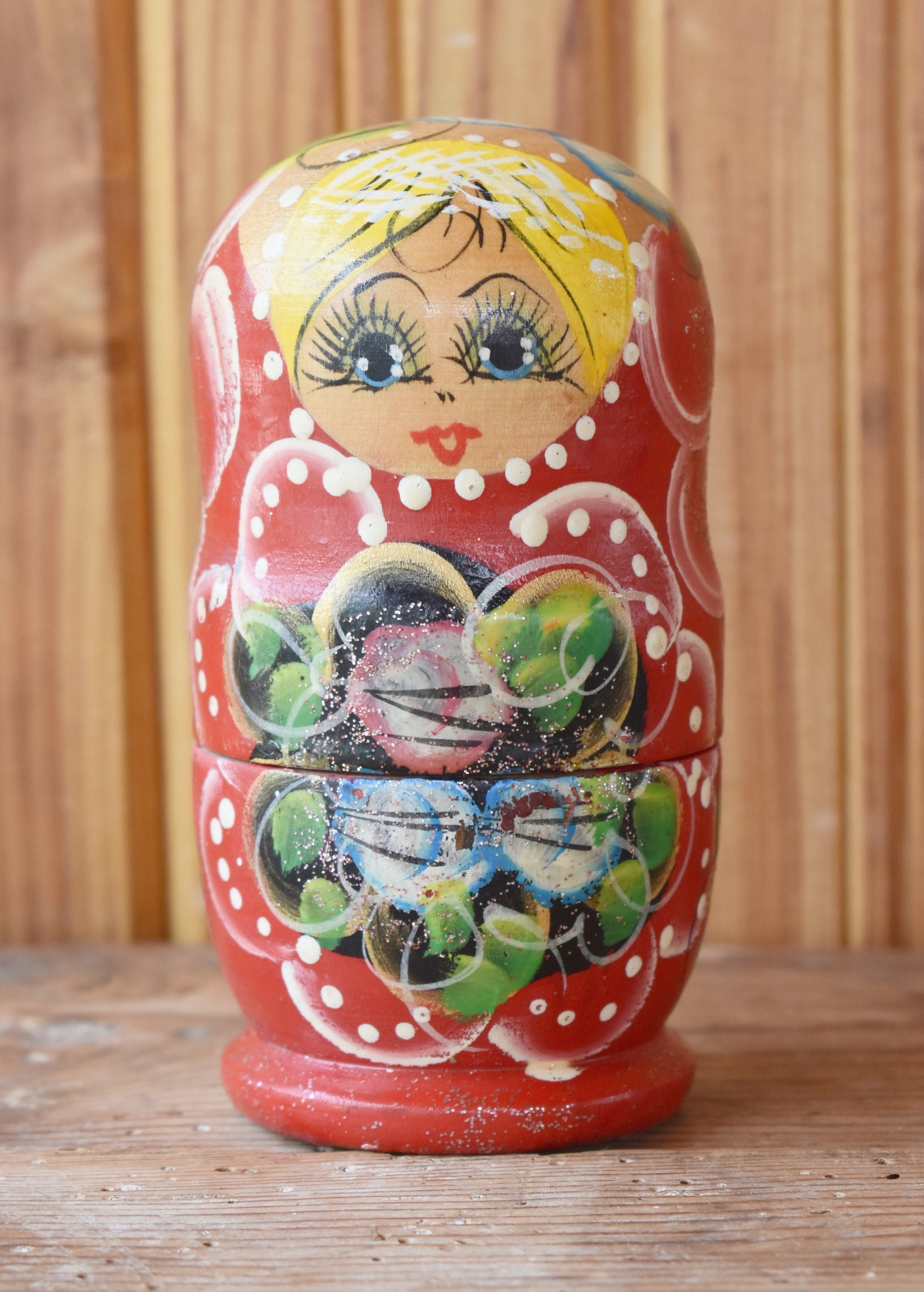 Vintage Hand-painted Matryoshka Doll Set, Soviet Nesting Dolls (4 Piece ...