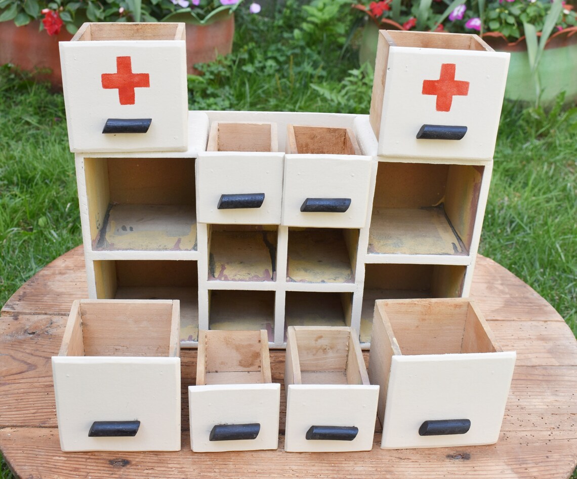 Vintage First Aid Kit Wooden Medicine Cabinet Hanging - Etsy