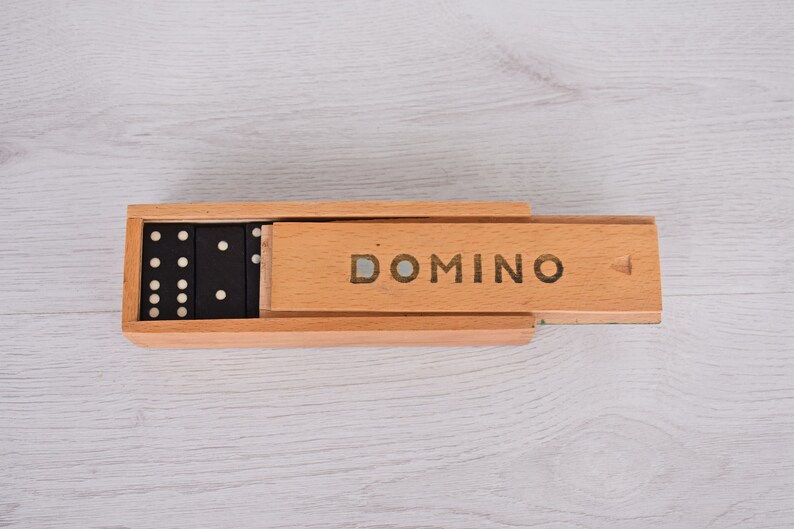 Vintage Wooden Domino Wooden Dominos in Original Box Set of - Etsy