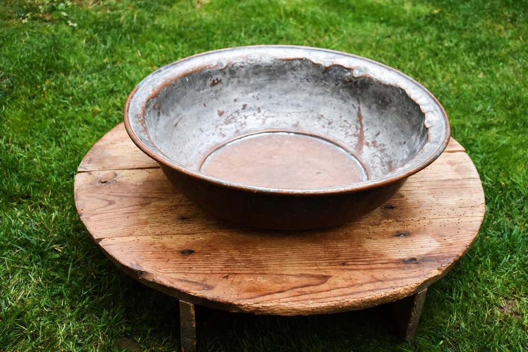 Antique Copper Basin, Primitive Laundry Tub, Vintage Copper Laundry ...