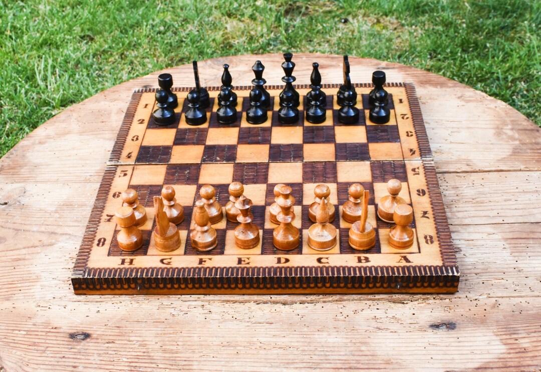 Vintage 60s Wooden Chess Set With Box - Etsy