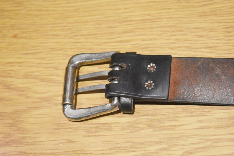 Vintage Black Leather Belt Genuine Leather Retro Belt Old | Etsy