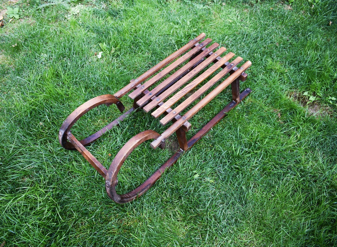 Vintage Wooden Sled: Handmade Kids Snow Sleigh, Christmas Decor - Etsy