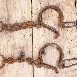 Old Wrought Iron Horse Chain, Antique Horse Shackles, Hand Forged Horse ...