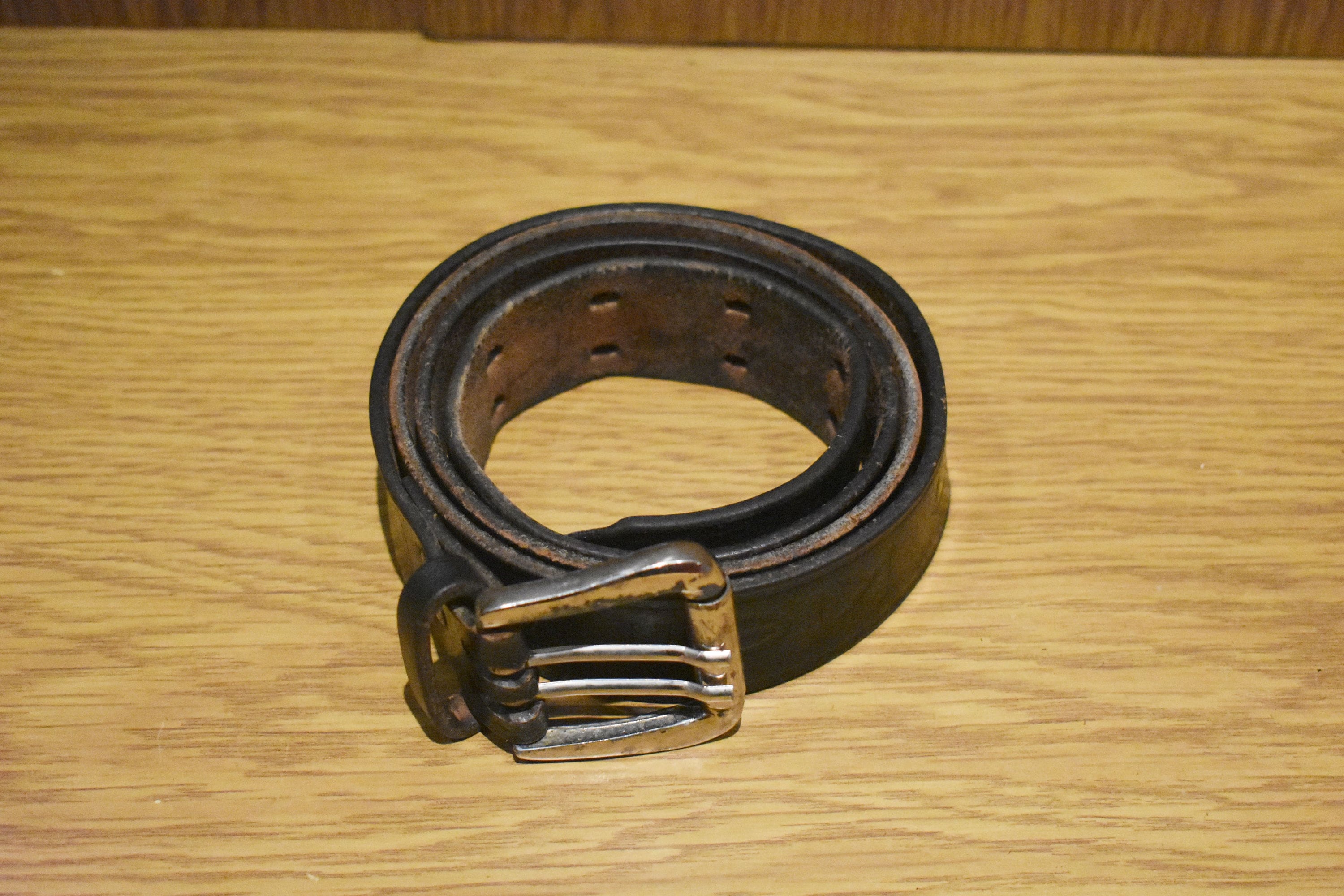 Vintage Black Leather Belt Genuine Leather Retro Belt Old | Etsy