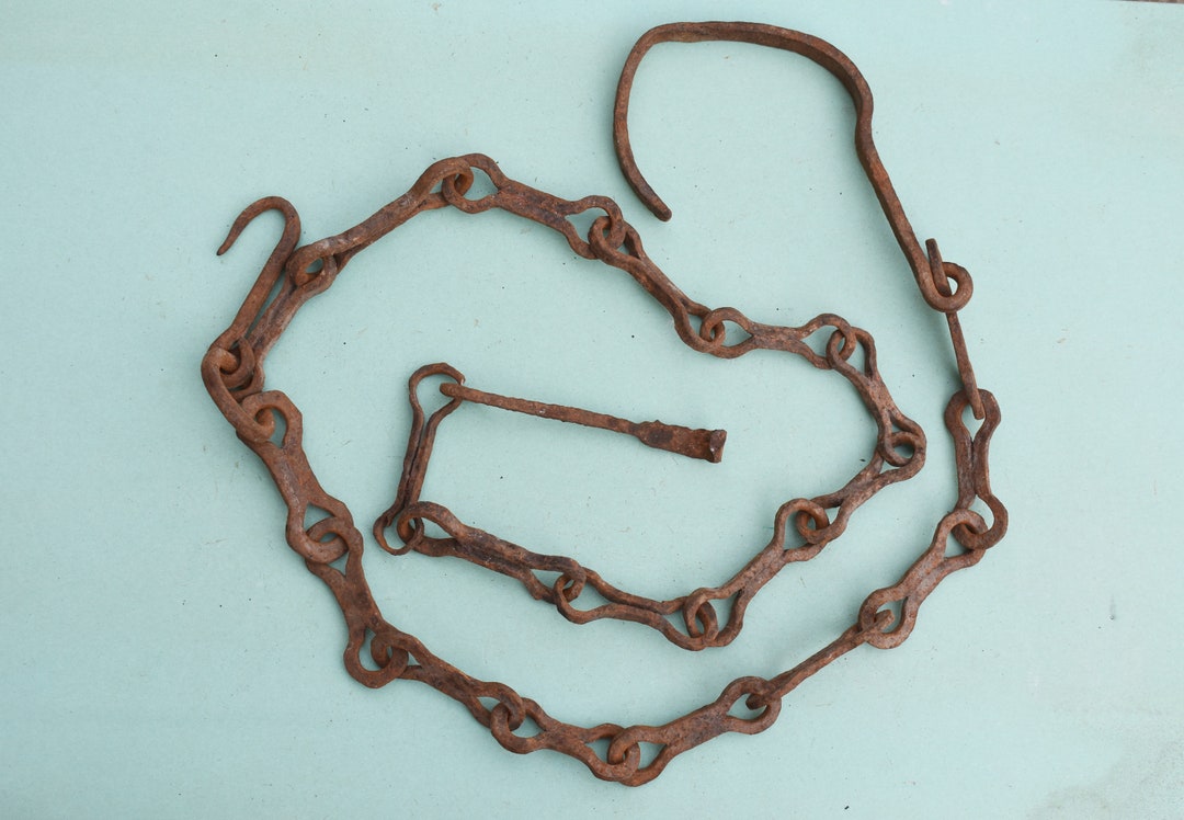 Vintage Forged Chain, Antique Chain, Hand Forged Chain, Vintage Iron ...
