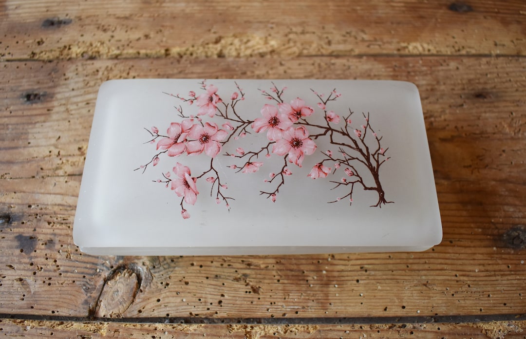 Vintage Italian Frosted Glass Jewelry Box: Floral Design - Etsy