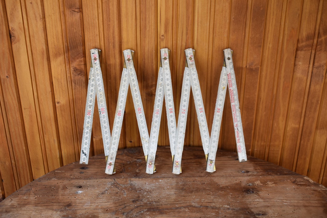Vintage White Wooden Meter, Vintage Germany Folding Meter, Vintage ...