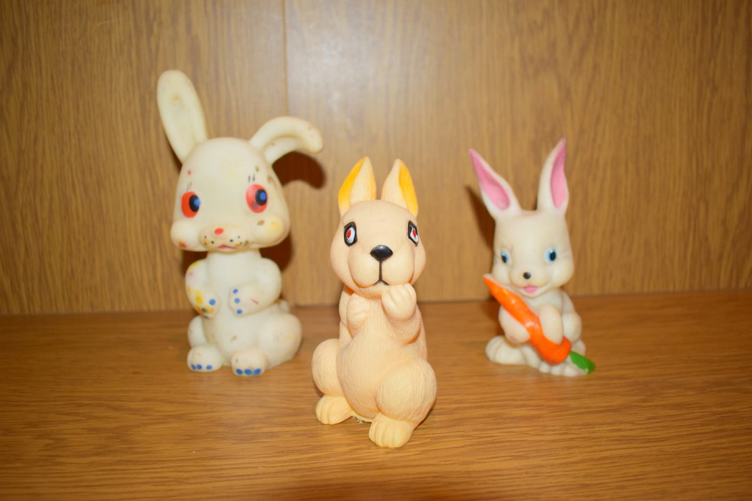 Vintage Rubber Toys, Present for Toddlers, Set of 3 Rubber Toys, Soft ...