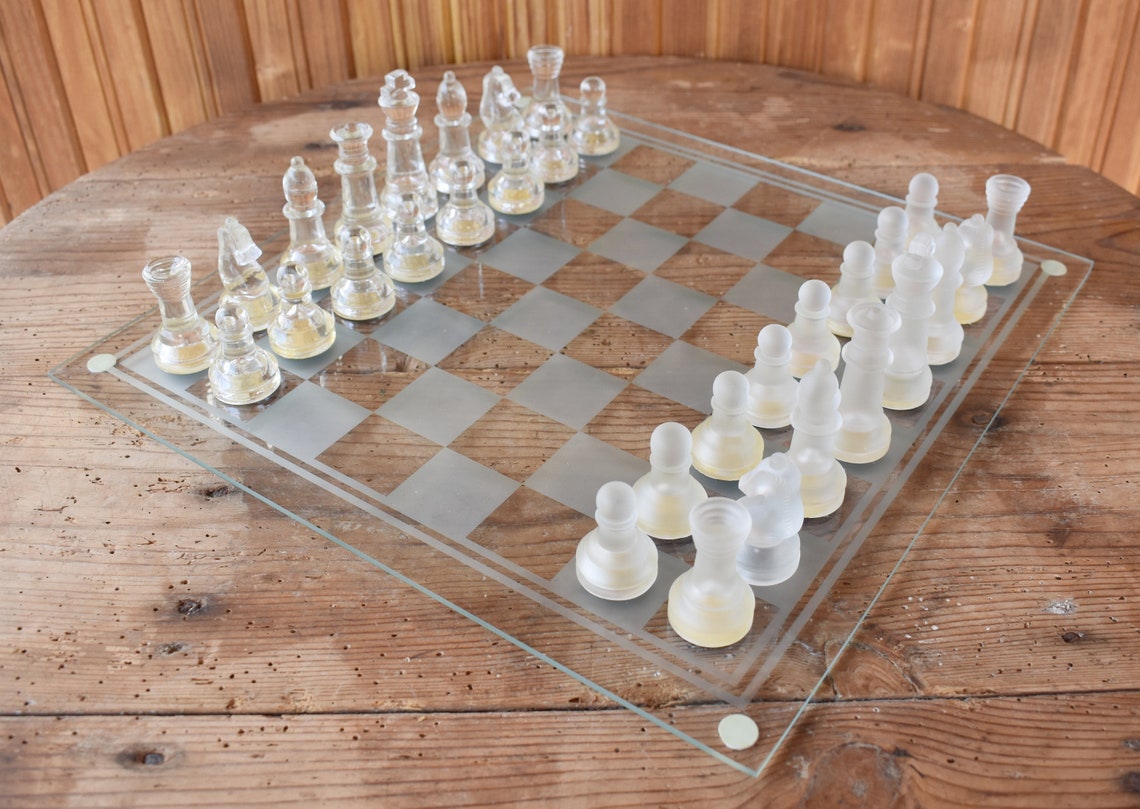 Big Glass Chess Retro Glass Chess Collectible Chess Retro | Etsy