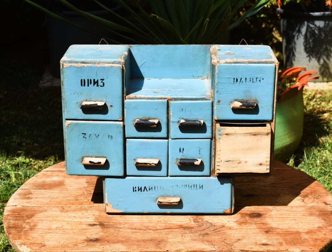 Vintage Wooden Spice Box, Old Spice Cabinet, Wooden Spice Cabinet ...