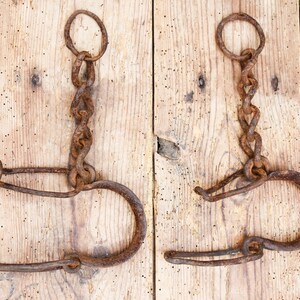 Old Wrought Iron Horse Chain, Antique Horse Shackles, Hand Forged Horse ...