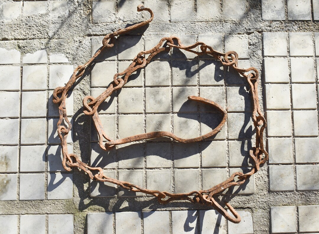 Vintage Forged Chain, Antique Chain, Hand Forged Chain, Vintage Iron ...