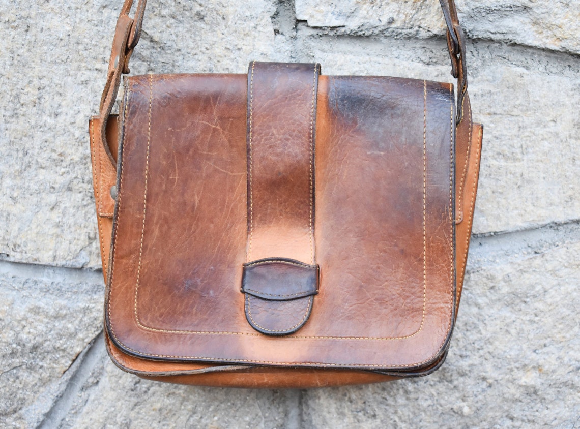 Vintage Genuine Leather Bag Leather Bag Old Genuine Leather - Etsy