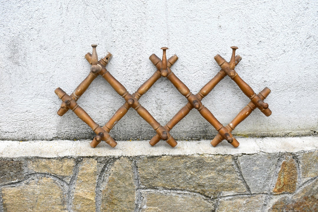 Vintage Wooden Folding Wall Hanger: Country Decor Towel Rack - Etsy