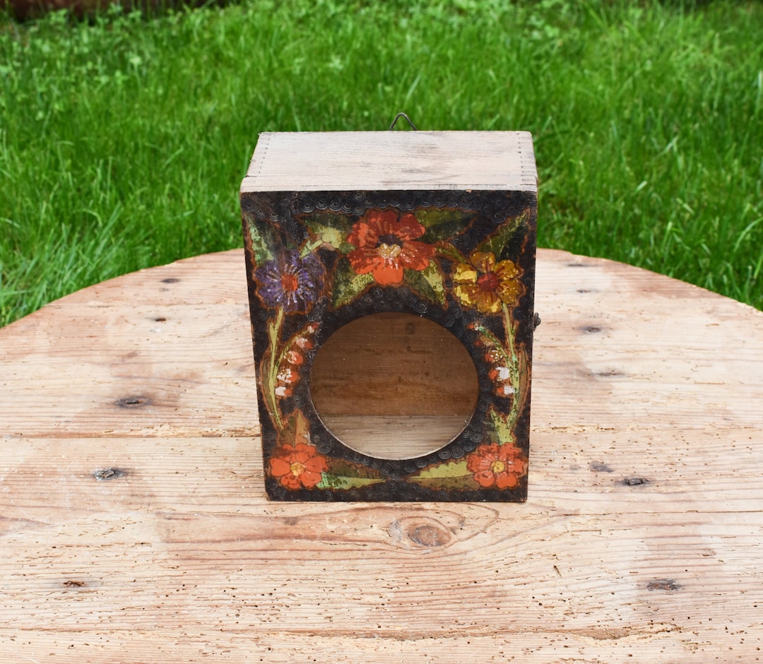 Vintage Wooden Clock Box: Hand-painted Floral Desk Decor - Etsy