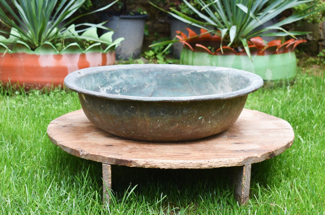 Antique Copper Basin, Primitive Laundry Tub, Vintage Copper Laundry ...