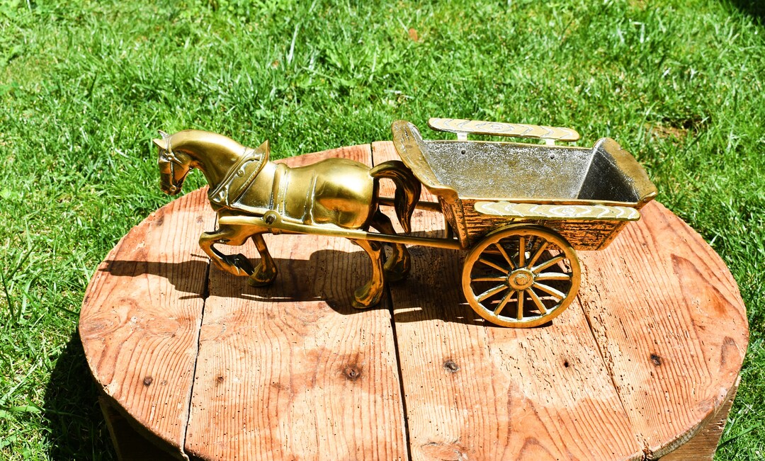 Vintage 1950s Horse and Carriage Statue: Heavy Metal Sculpture - Etsy