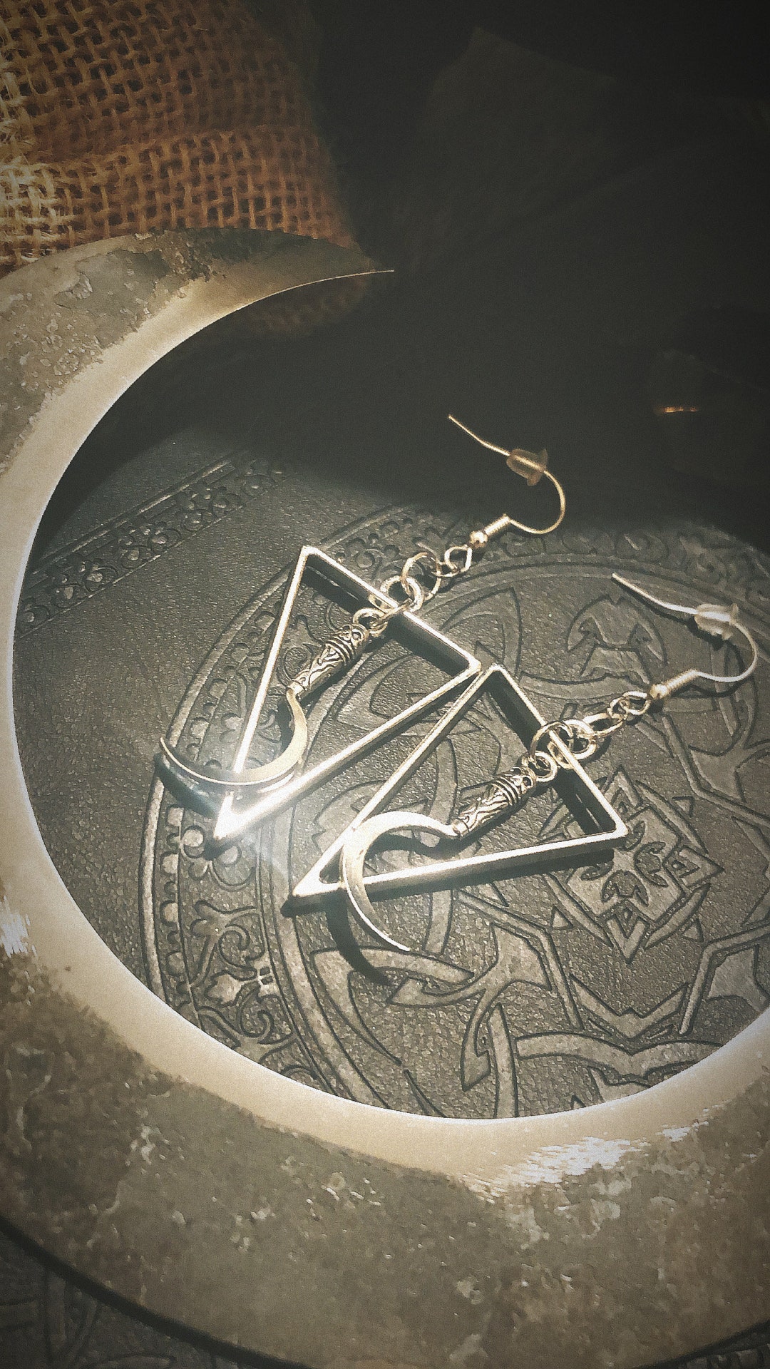 Sickle Talisman Earrings - Ritual Jewelry Empowered by Saturn. With Eco ...
