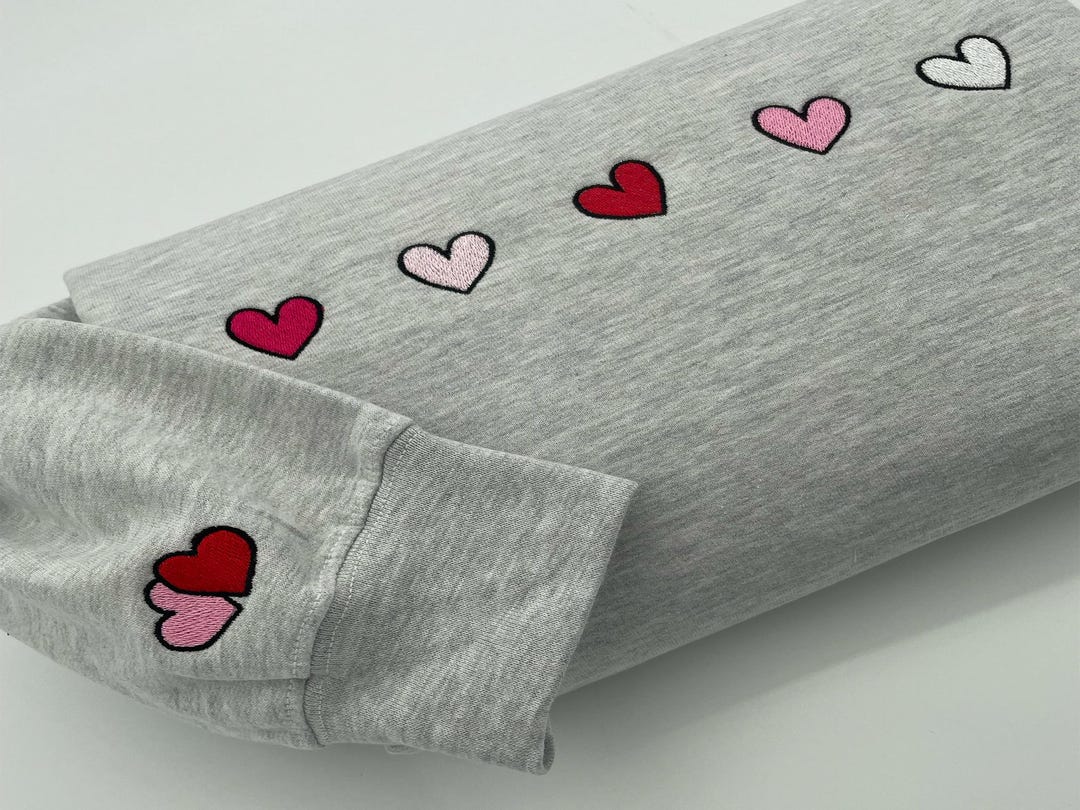 Cute Hearts Embroidered Crewneck - Valentine's Crewneck - With Hearts ...