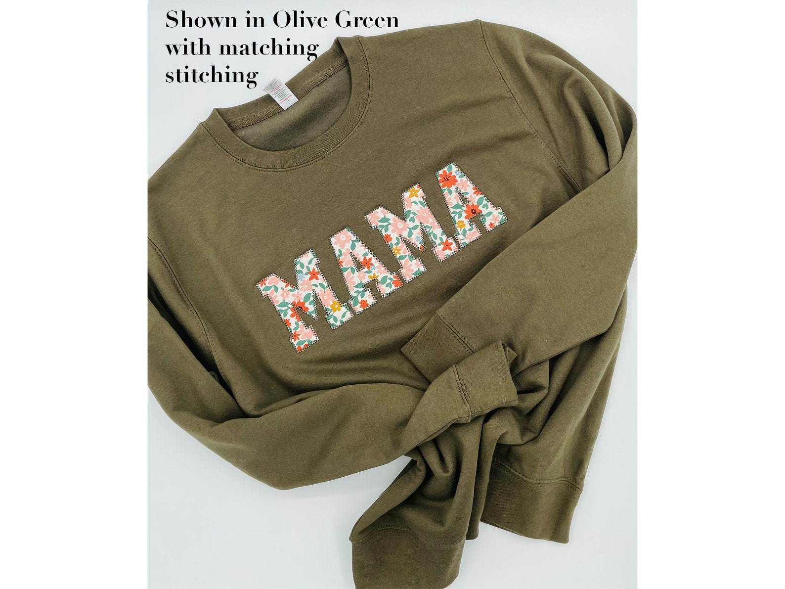 Custom Embroidered Mama Sweatshirt Floral Applique Sweatshirt | Sleeve ...