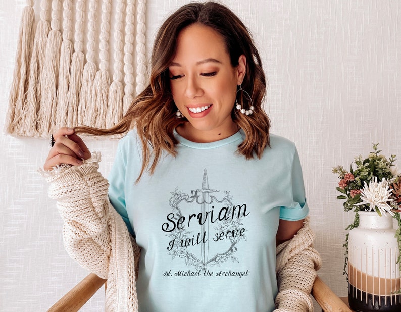 St. Michael, Servium, I Will Serve, Saint Shirt, Womens Shirt, Catholic ...