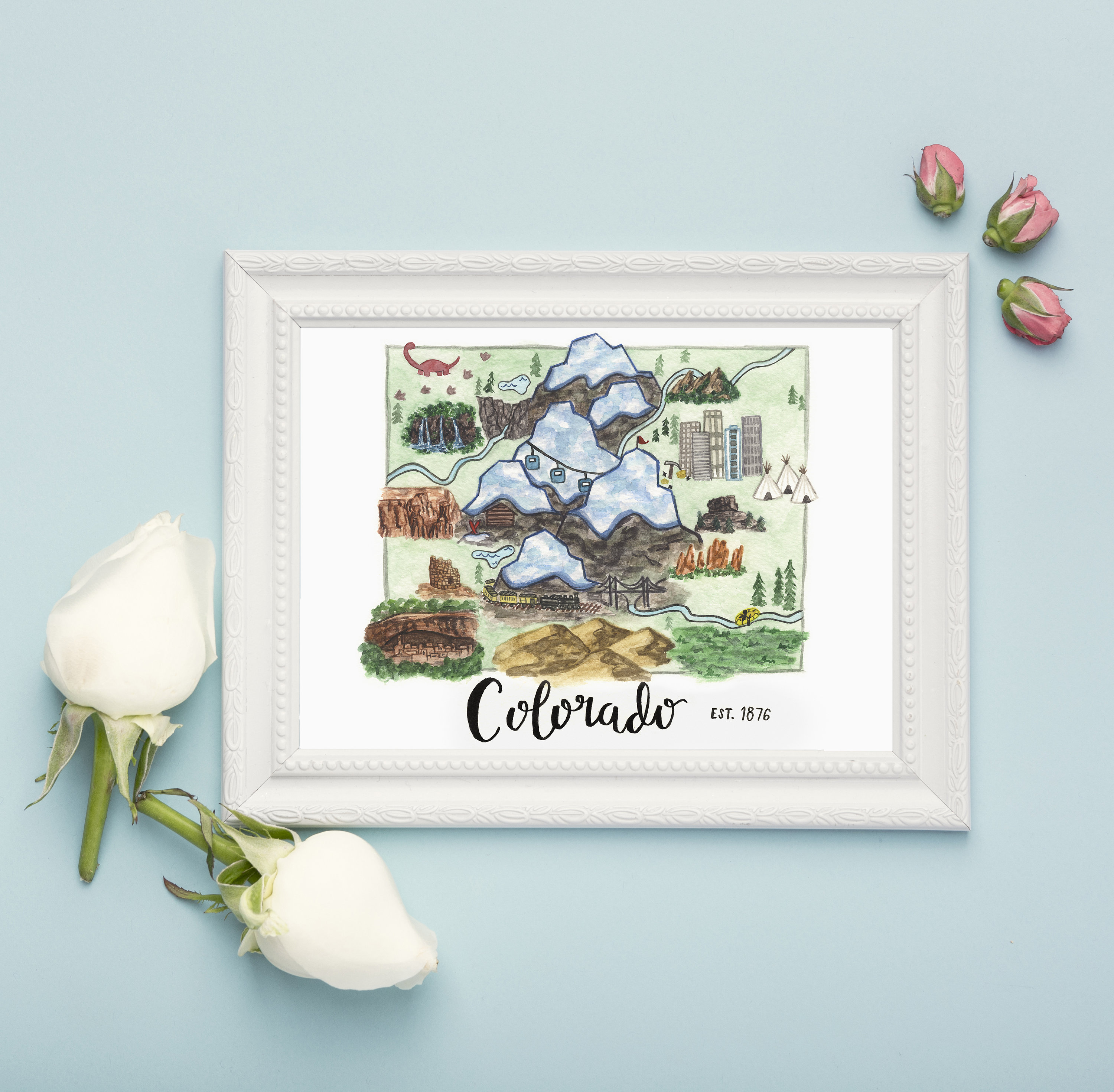 Colorado State Map Art Print Watercolor Painting - Etsy