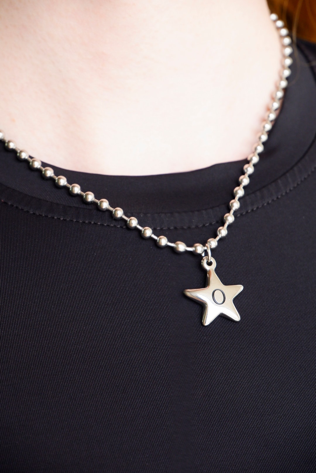 Star Initial Necklace | Y2K Ball Chain Necklace | Personalized Jewelry ...