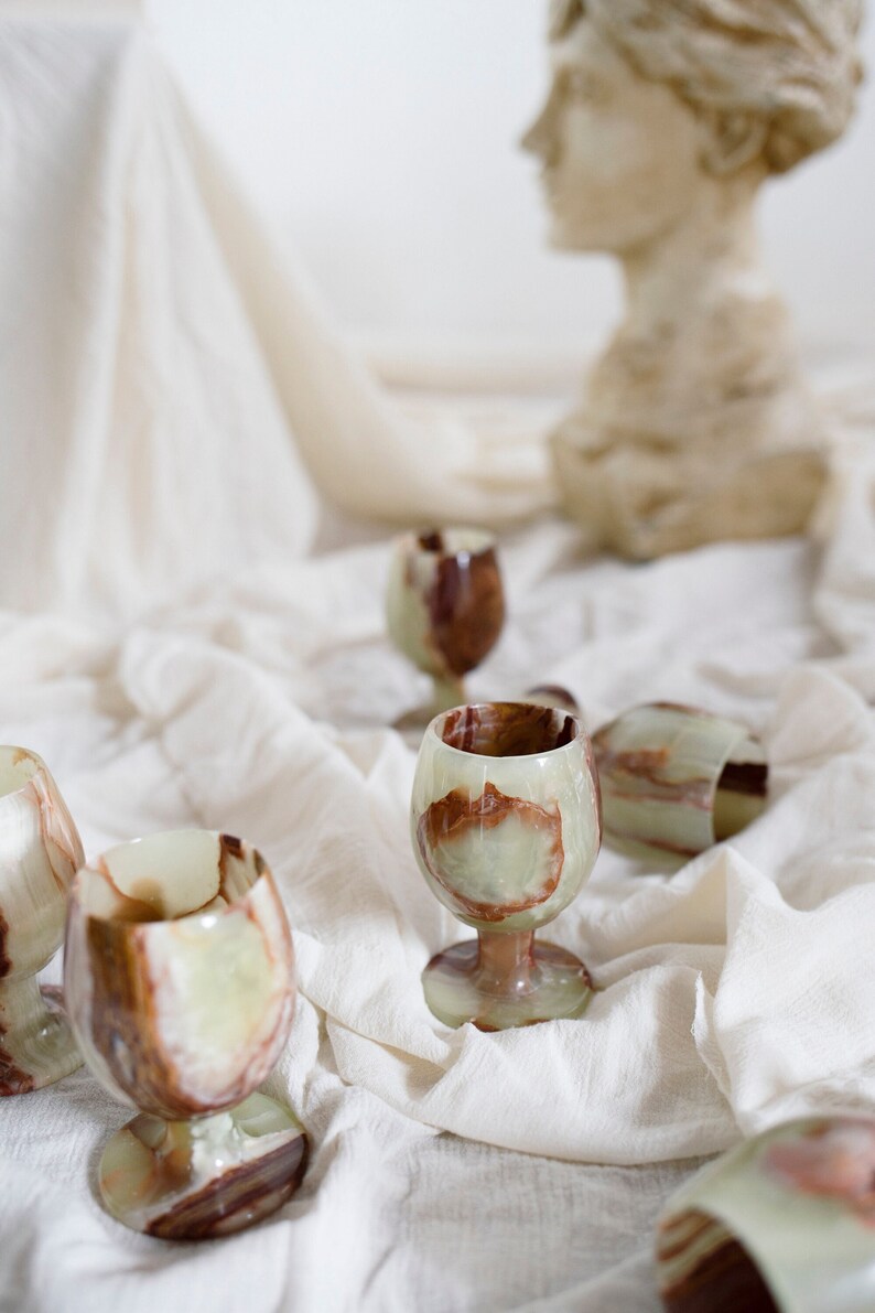 Vintage Onyx Wine Goblets - Set of 6 - Etsy