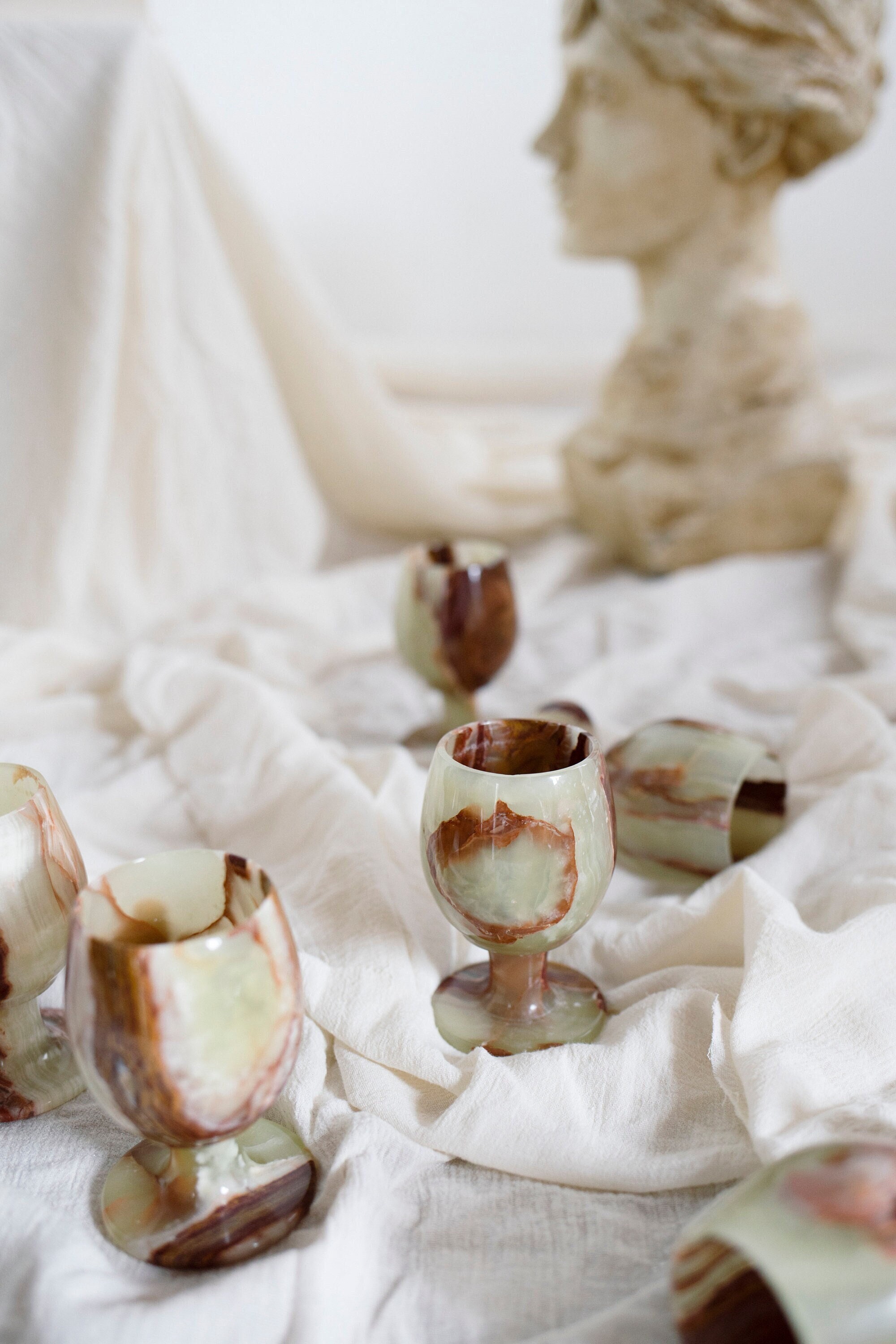 Vintage Onyx Wine Goblets - Set of 6 - Etsy