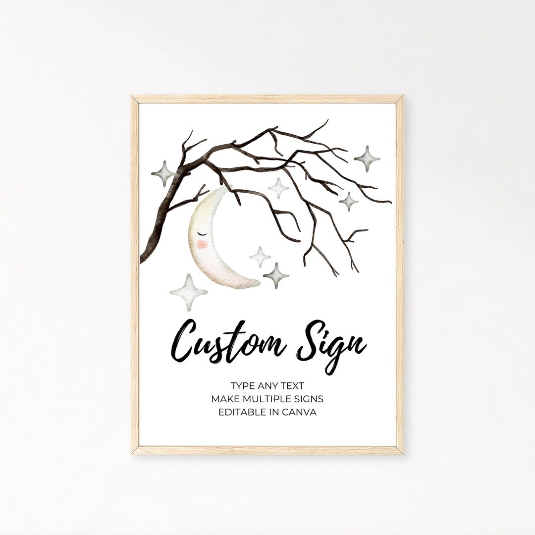 Mond und Sterne Baby Shower Sign: Bearbeitbares Party Decor (Digitaler ...